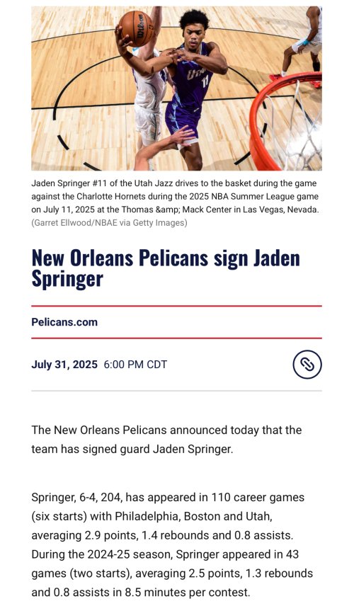 Pelicans sign Guards Bryce McGowens (TW) and Jaden Springer (Exhibit-9 ...