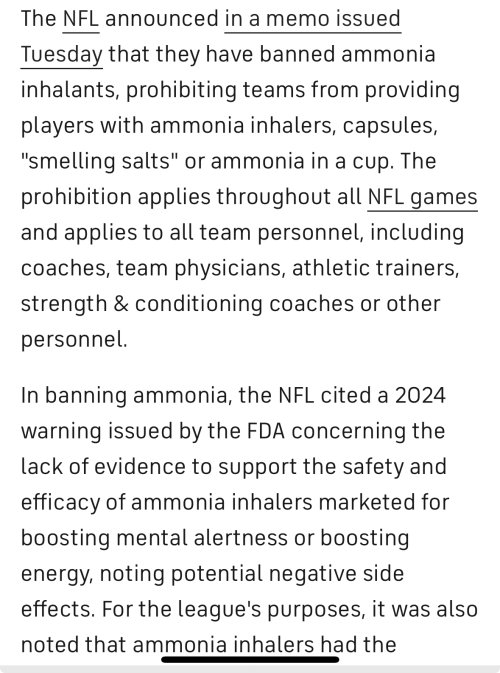 NFL - EDIT - NFL issues ban on TEAMS supplying ammonia inhalers ...