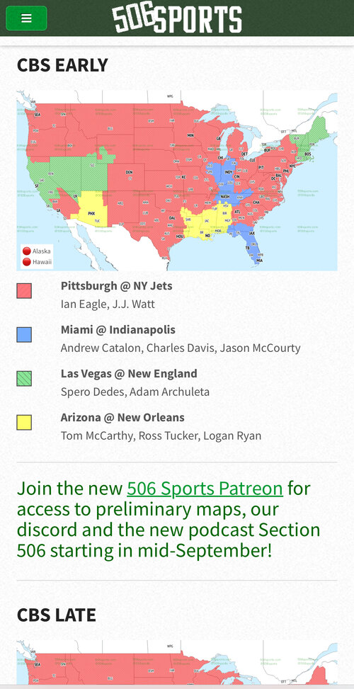 NFL - Week 1 Broadcast map | New Orleans Saints - SaintsReport.com